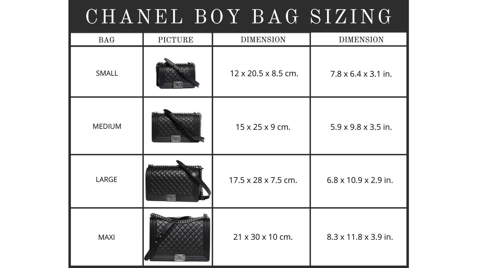 ขนาด Chanel Size Guide ที่จะช่วยคุณเลือกกระเป๋าได้ง่ายขึ้น - KATE💋 STYLE